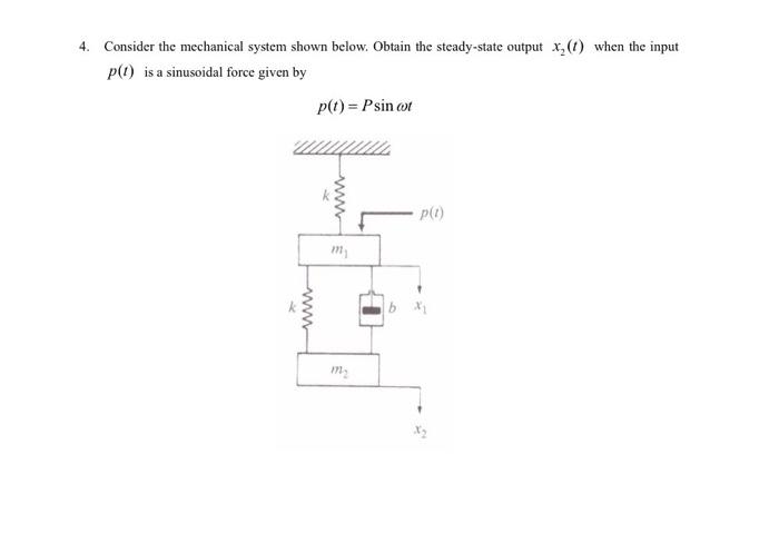 [Solved]: 4. Consider the mechanical system shown below. Obt
