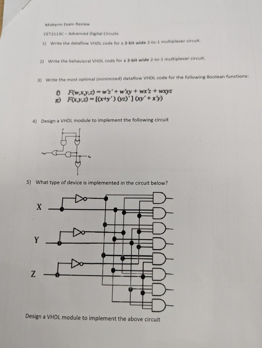 Solved 3) Write the most optimal (minimized) dataflow VHDL | Chegg.com Solved 3) Write the most optimal (minimized) dataflow VHDL | Chegg.com