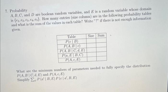 Solved 7. Probability A,B,C, and D are boolean random | Chegg.com