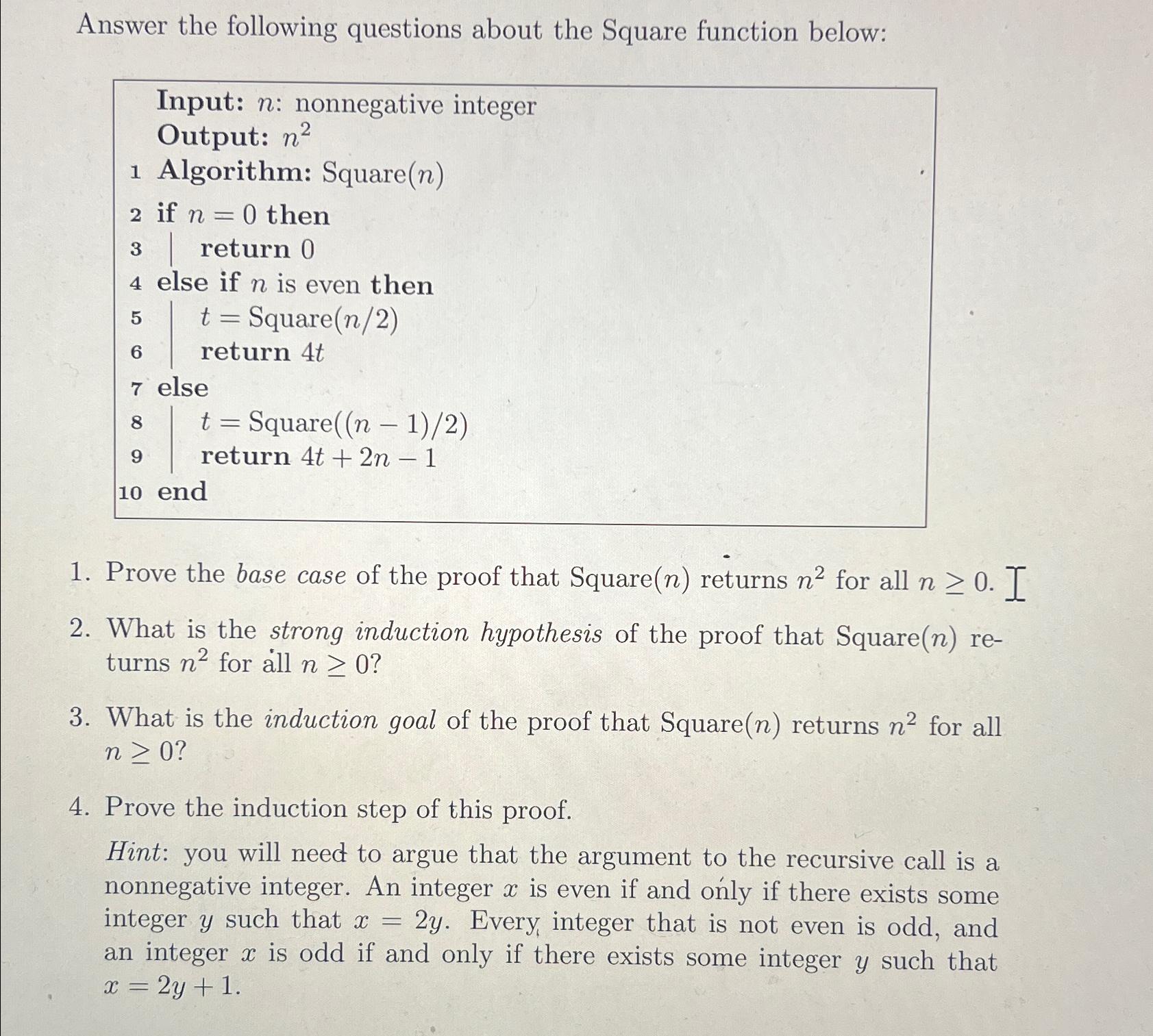 Solved Answer the following questions about the Square | Chegg.com