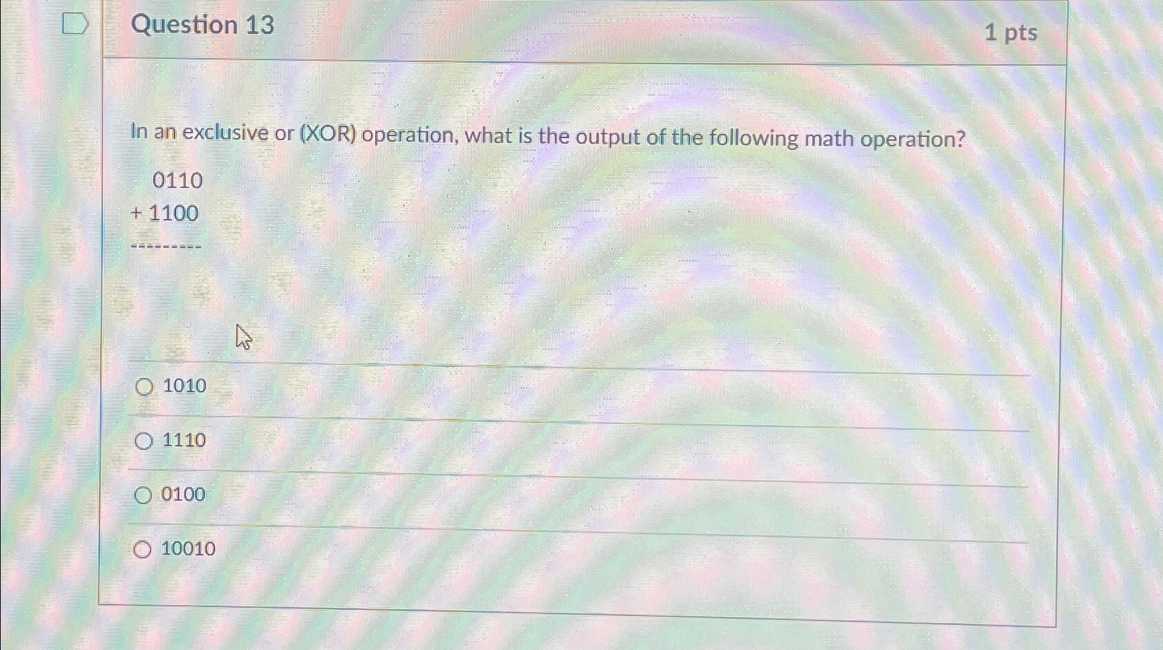 Solved Question 131ptsIn an exclusive or (XOR) ﻿operation, | Chegg.com