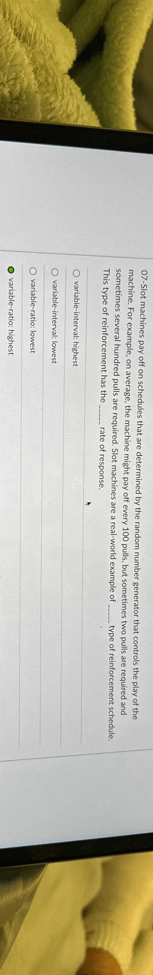 Solved 07-Slot machines pay off on schedules that are | Chegg.com