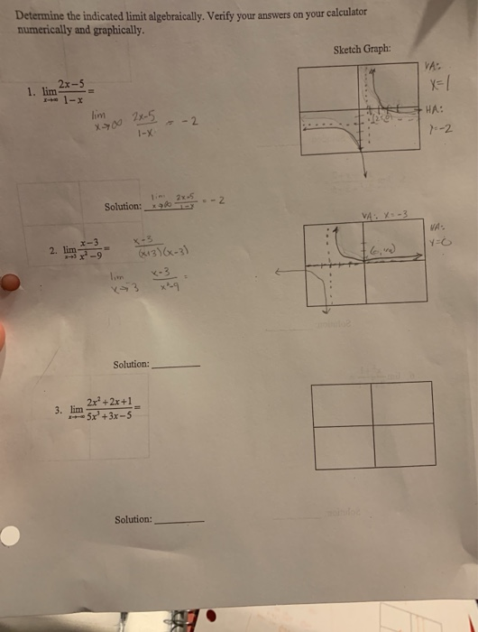 Solved Determine the indicated limit algebraically. Verify | Chegg.com