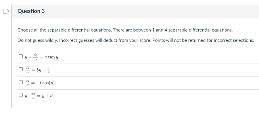 Solved Question 3choose All The Separable Differential