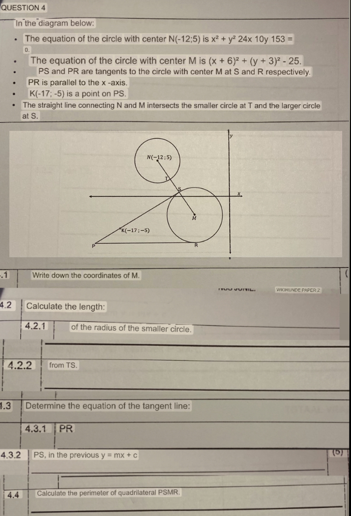 Solved QUESTION 4In the diagram below:The equation of the | Chegg.com