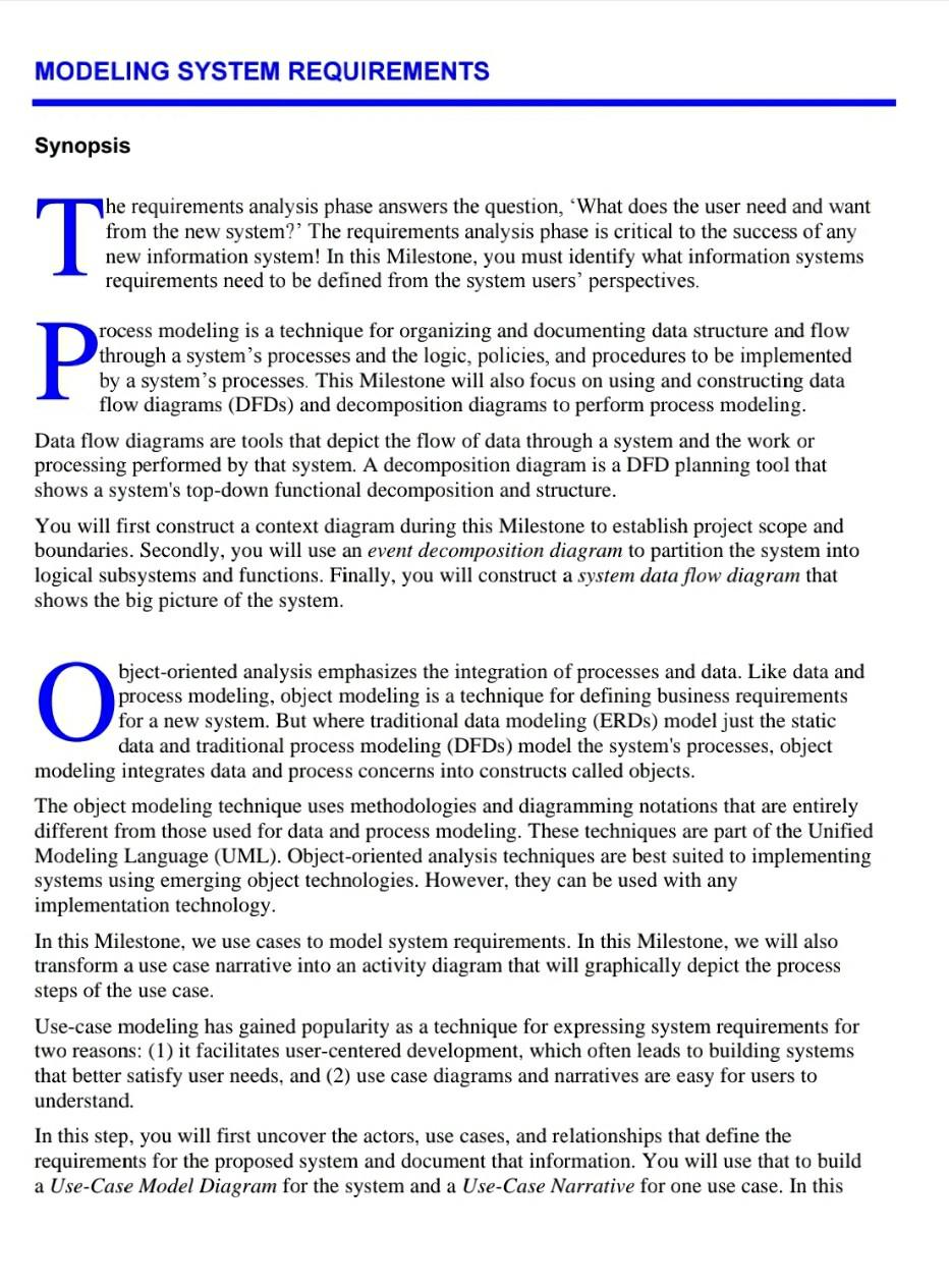 Solved MODELING SYSTEM REQUIREMENTS Synopsis |he | Chegg.com