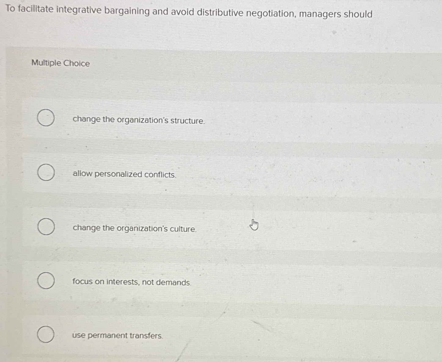 Solved To facilitate integrative bargaining and avoid | Chegg.com Solved To facilitate integrative bargaining and avoid | Chegg.com