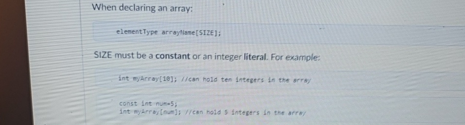 Solved When declaring an array:elementType | Chegg.com