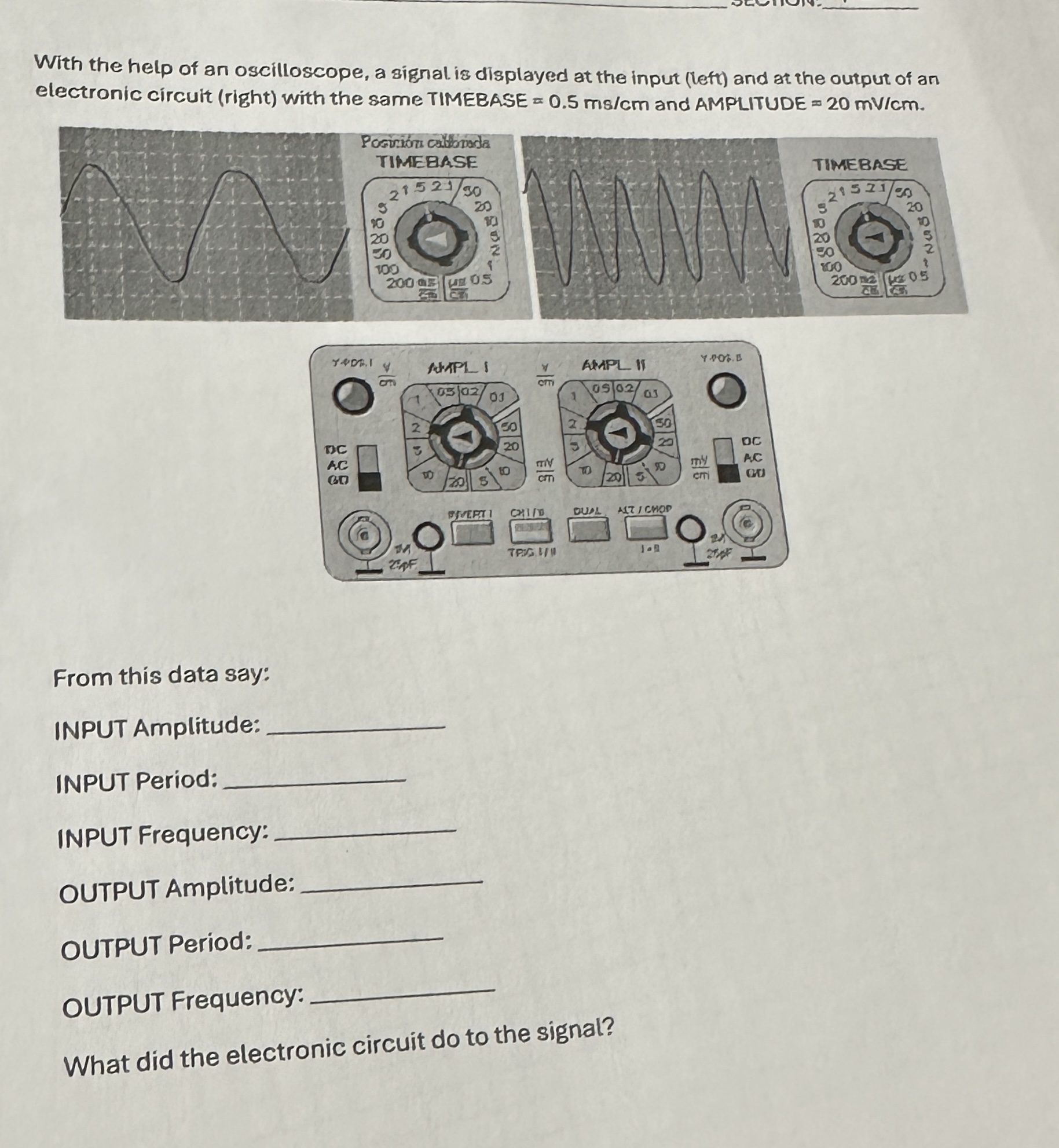 Solved With the help of an oscilloscope, a signal is | Chegg.com