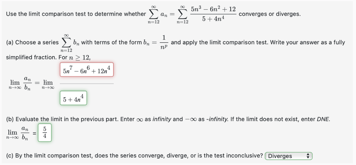 Solved Use the limit comparison test to determine whether | Chegg.com