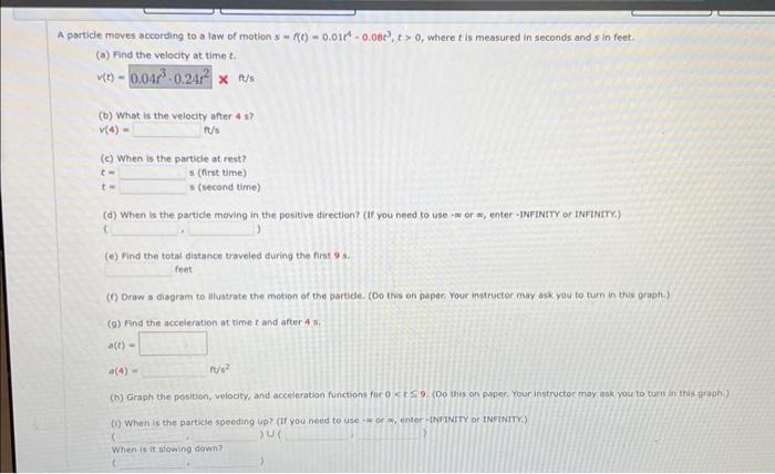 Solved a particle moves according to a law of motion s | Chegg.com