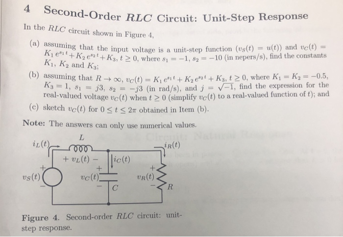 4 Second-Order RLC Cir nd-Order RLC Circuit: | Chegg.com