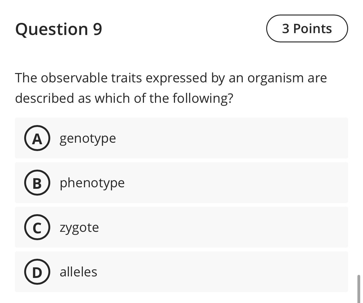 Solved Question 93 ﻿PointsThe observable traits expressed by | Chegg.com