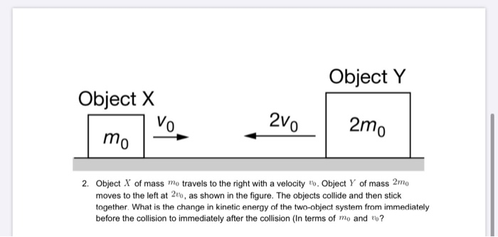 Solved Object Y Object X 2vo 2mo mo 2. Object X of mass mo | Chegg.com