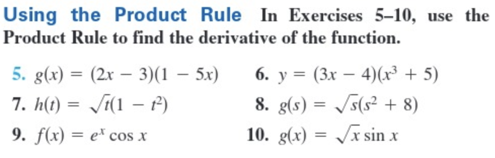 Solved Using the Product Rule In Exercises 5-10, ﻿use | Chegg.com