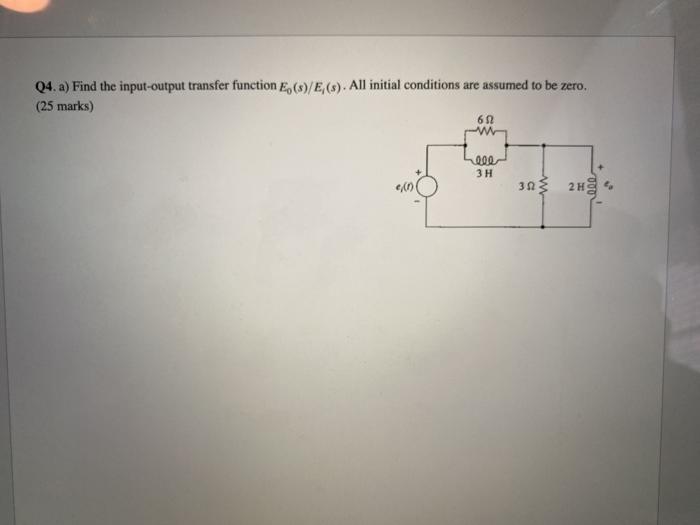 Solved 04. a) Find the input-output transfer function | Chegg.com