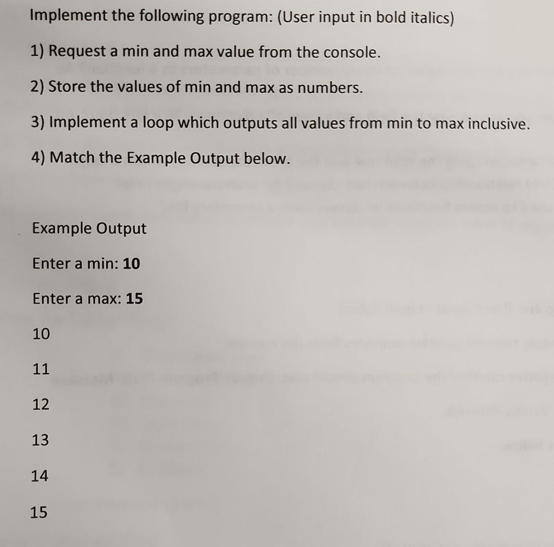 Solved Implement the following program: (User input in bold | Chegg.com