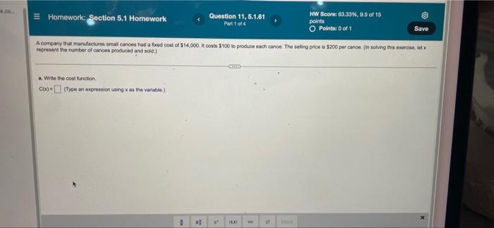 Solved Homework Section 5 1 Homework Question 11 5 1 61