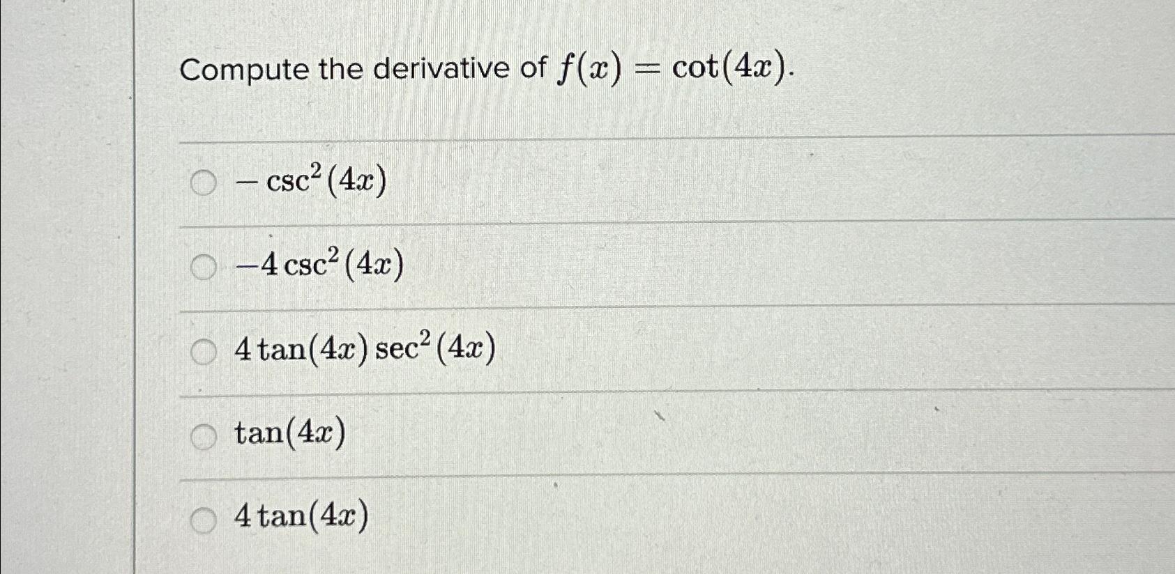 Solved Compute the derivative of | Chegg.com