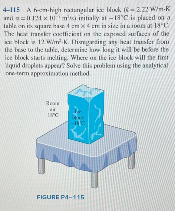 Solved 4-115 A 6-cm-high rectangular ice block (k=2.22 W/m⋅K | Chegg.com