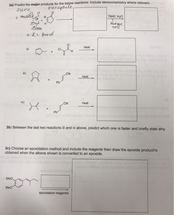 Solved 3a) Predict the major products for the below | Chegg.com