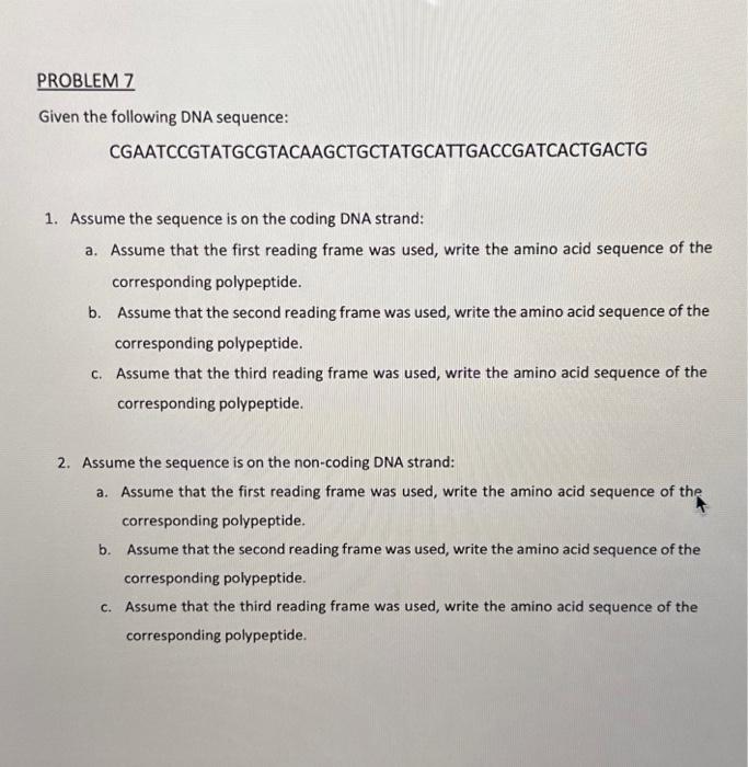 Solved 1. Assume the sequence is on the coding DNA strand: | Chegg.com