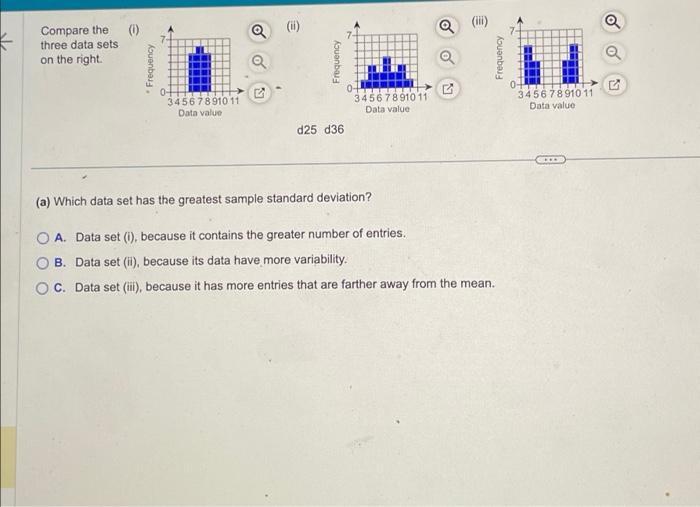 Compare the three data sets on the right. (i) | Chegg.com