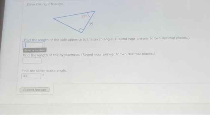 Solved Solve the right triangle. Find the leagth of the side | Chegg.com