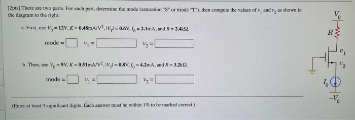Solved [2pts] There are two parts. For each part, determine | Chegg.com