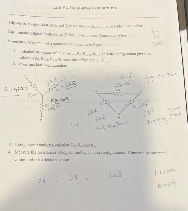 Solved Lab# 4 Delta-Wye Conversion Objective: To show that | Chegg.com