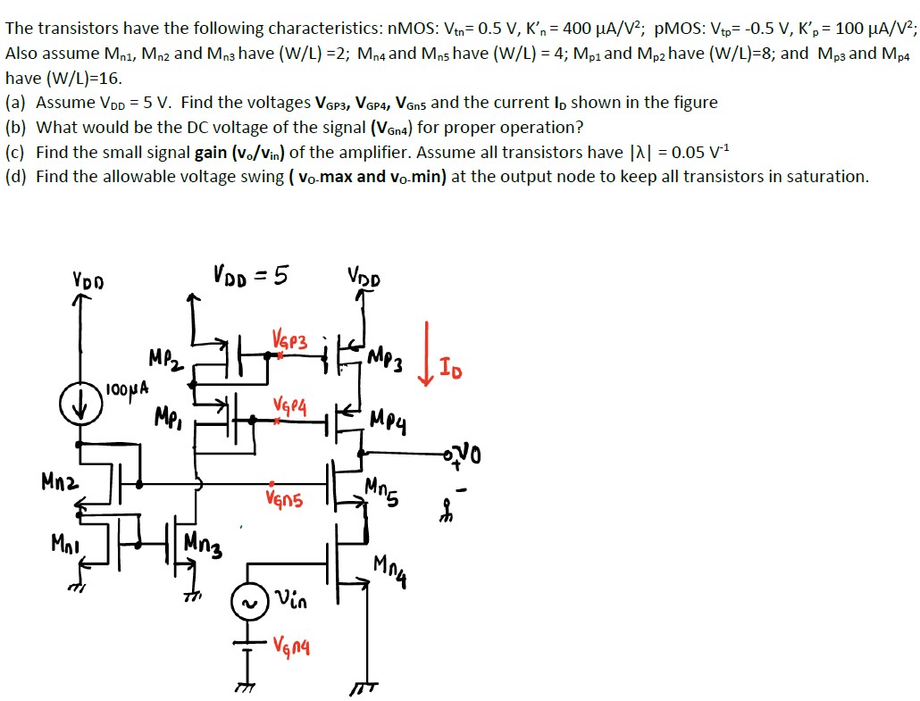 Solved The transistors have the following characteristics: | Chegg.com