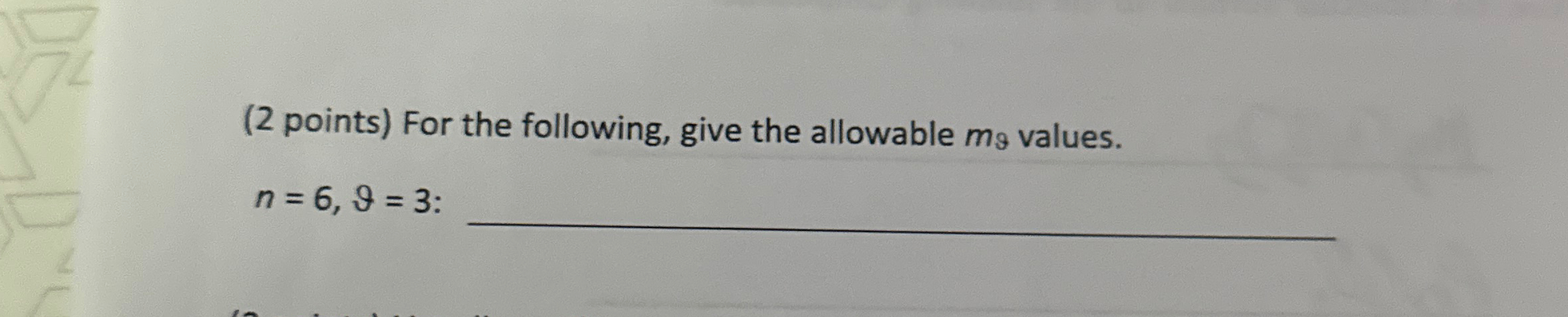 Solved ( 2 ﻿points) ﻿For the following, give the allowable | Chegg.com