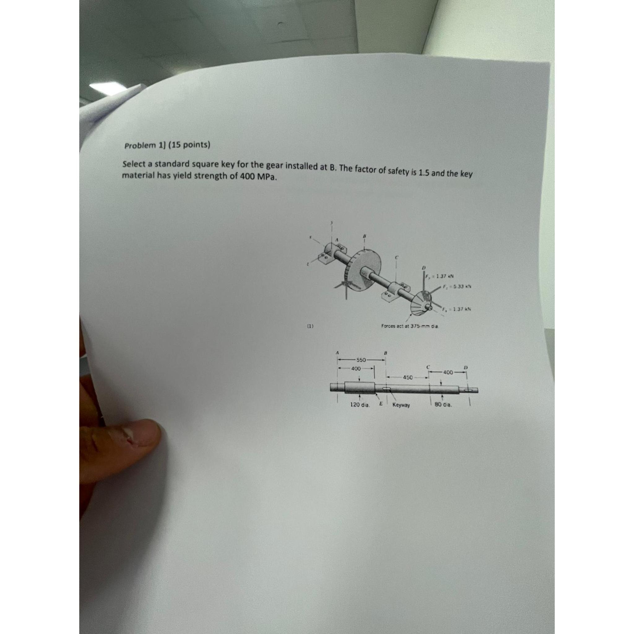 Solved Problem 1] (15 ﻿points)Select a standard square key | Chegg.com