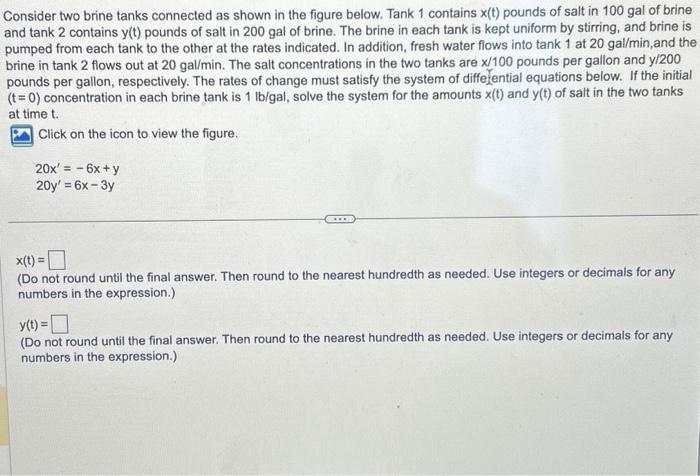 Solved Consider two brine tanks connected as shown in the | Chegg.com