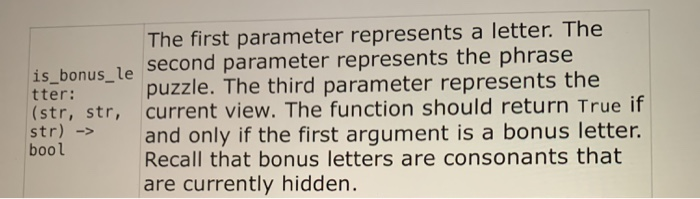 Solved The first parameter represents a letter. The | Chegg.com