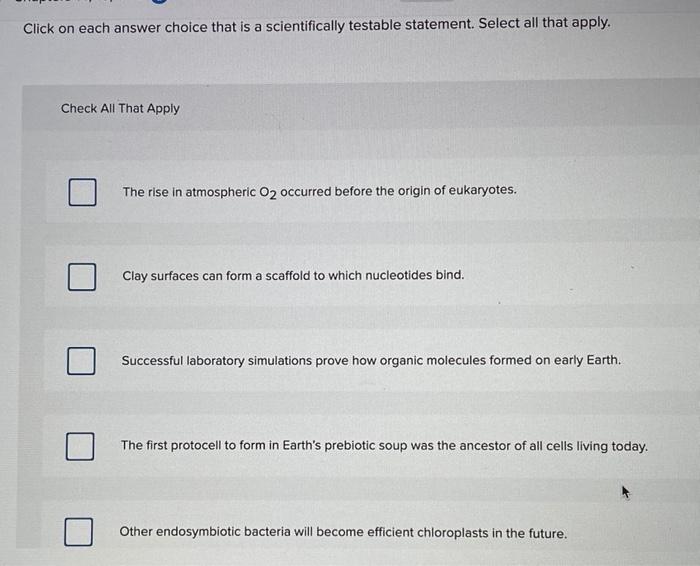 Solved Click on each answer choice that is a scientifically | Chegg.com