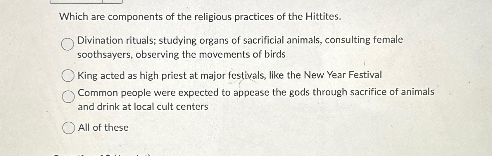 Solved Which are components of the religious practices of | Chegg.com