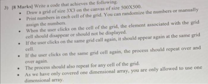 Solved . 3) 18 Marks Write a code that achieves the | Chegg.com