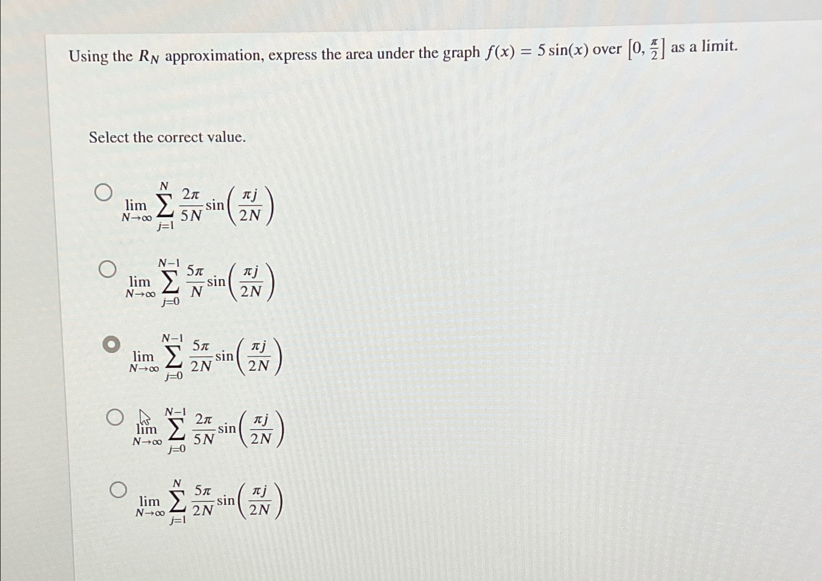Solved Using the RN ﻿approximation, express the area under | Chegg.com