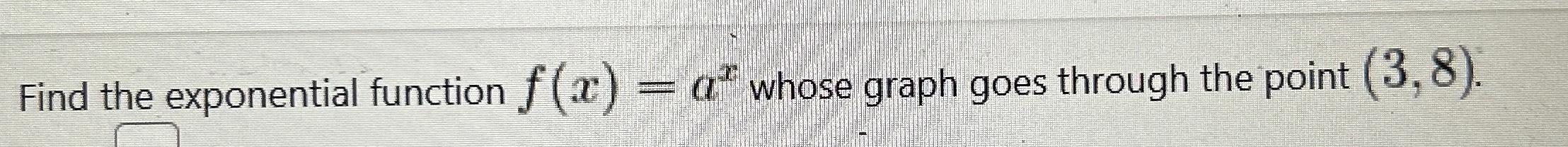 Solved Find the exponential function f(x)=ax ﻿whose graph | Chegg.com
