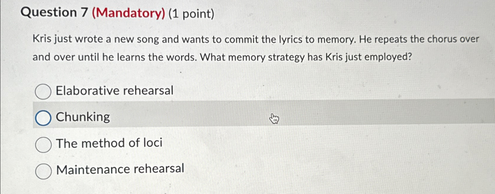 Solved Question 7 (Mandatory) (1 ﻿point)Kris just wrote a | Chegg.com