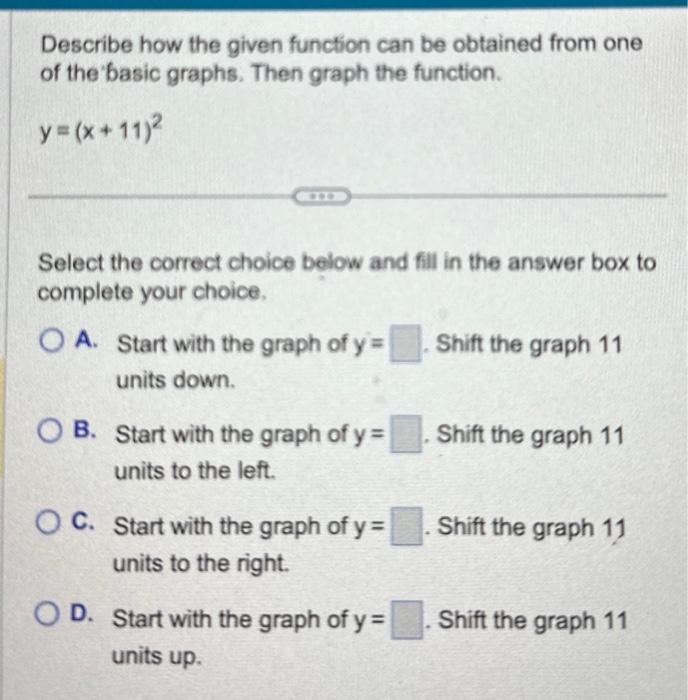 Solved Describe how the given function can be obtained from | Chegg.com