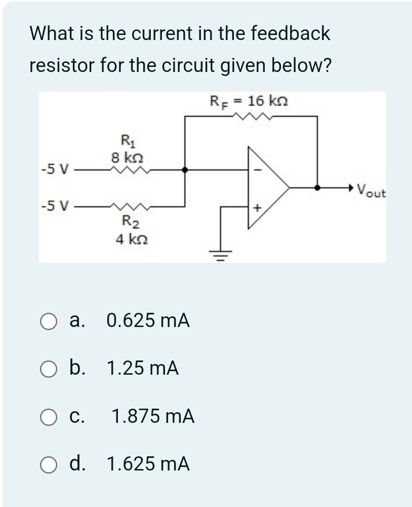 Solved What is the current in the feedback resistor for the | Chegg.com