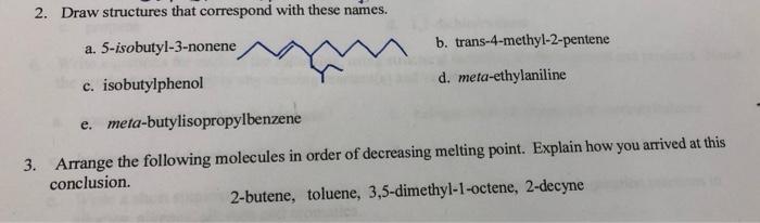 Solved 2. Draw structures that correspond with these names. | Chegg.com