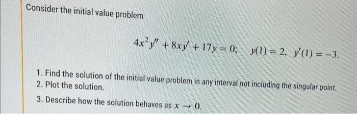 Solved Consider the initial value problem | Chegg.com