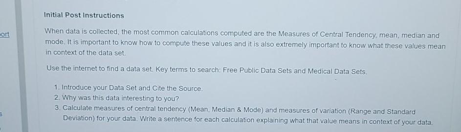 Solved Initial Post Instructions ort When data is collected, | Chegg.com