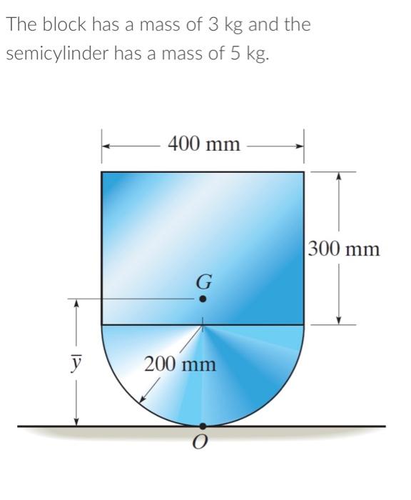 Solved The block has a mass of 3 kg and the semicylinder has | Chegg.com