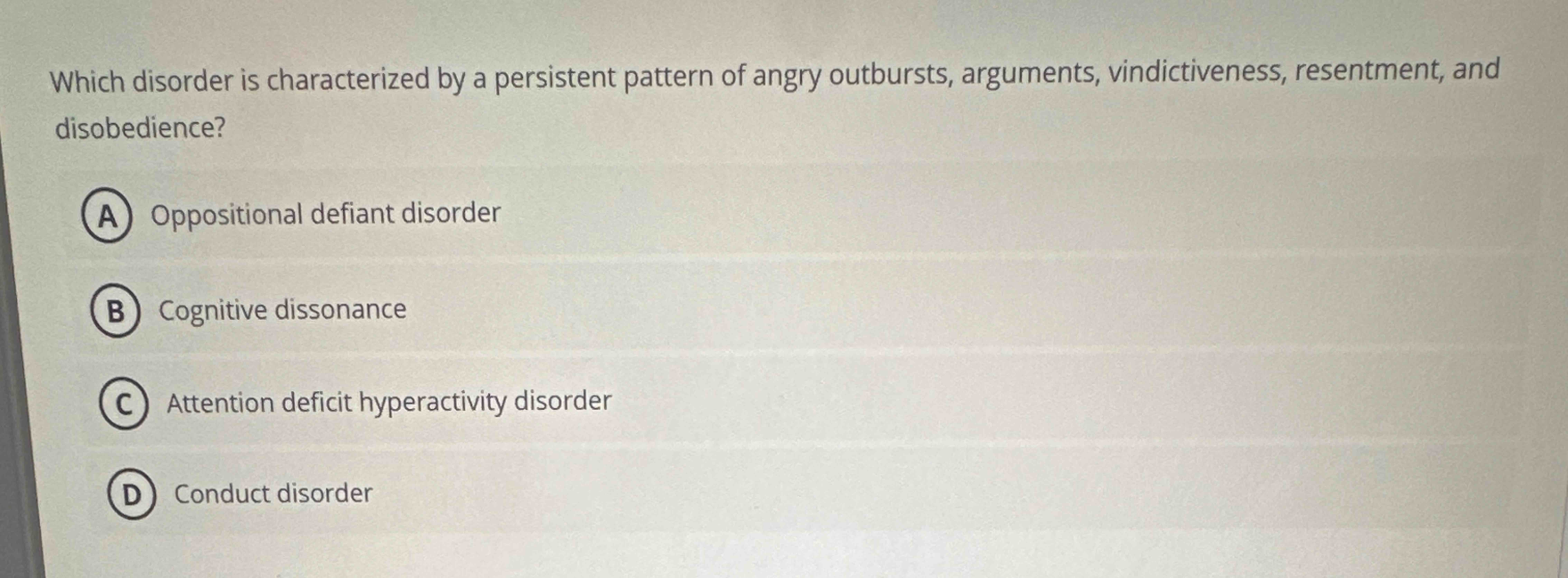Solved Which disorder is characterized by a persistent | Chegg.com