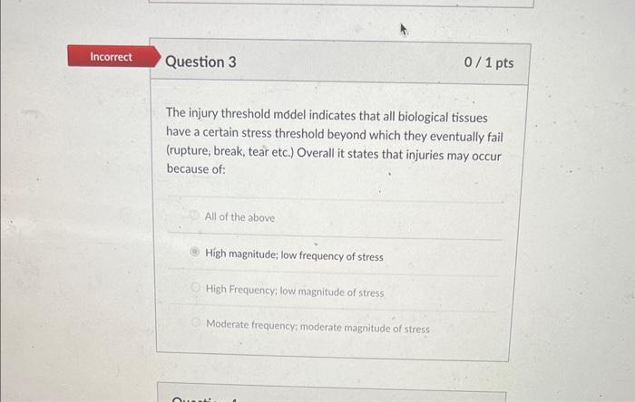 Solved The injury threshold model indicates that all | Chegg.com