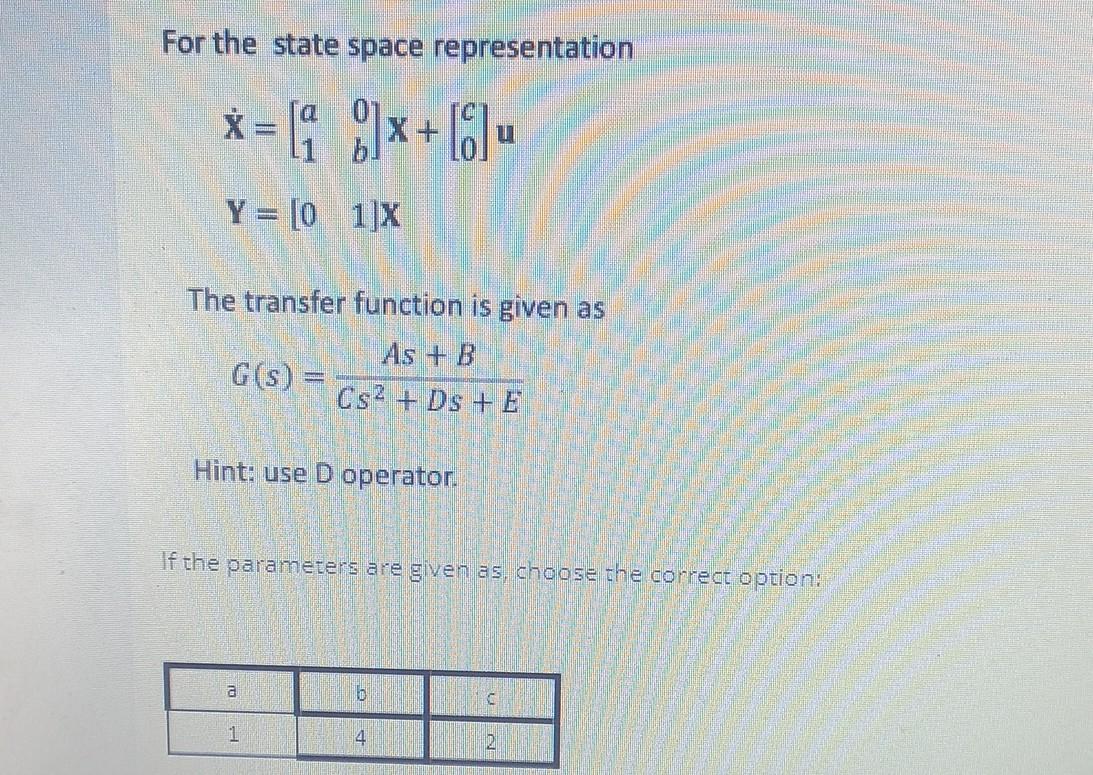For the state space representation | Chegg.com